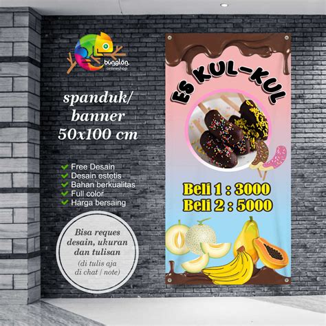Jual Size 50x100 Cm Spanduk Banner Es Kul Kul Buah Bisa Custom Shopee