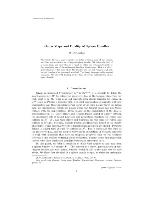 Pdf Gauss Maps And Duality Of Sphere Bundles