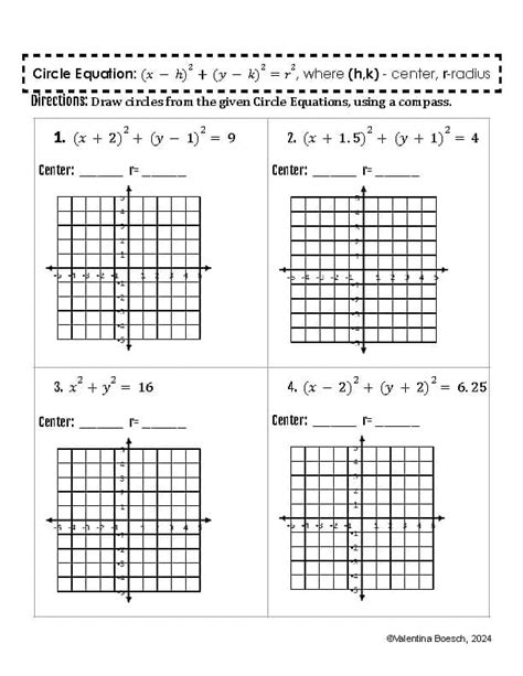 Writing And Graphing Circle Equations By Valentina Boesch Tpt