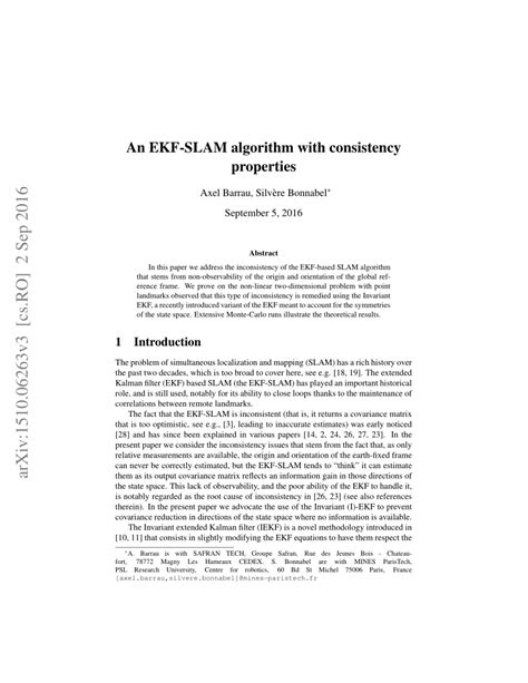 Pdf An Ekf Slam Algorithm With Consistency Properties