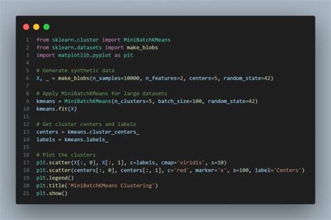 how do you implement kmeans clustering with minibatchkmeans for large