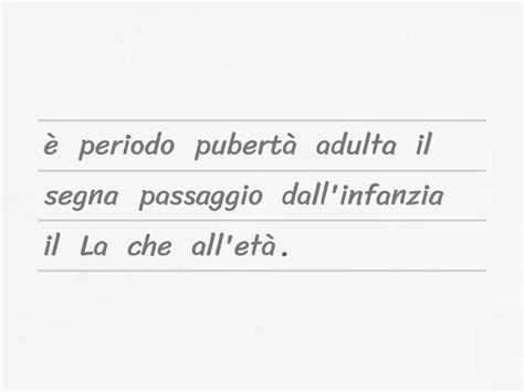 La Pubertà Unjumble