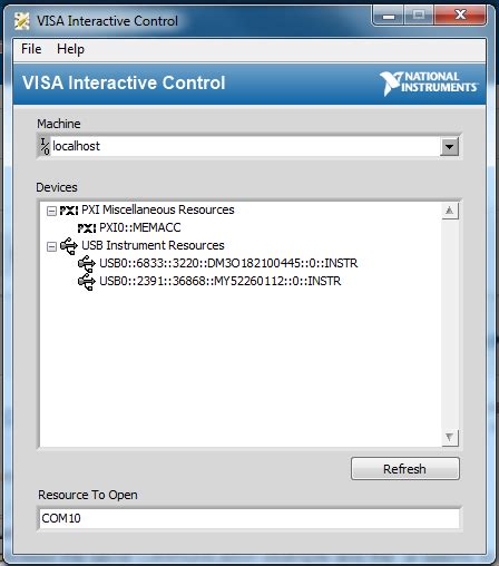 ni visa interactive control can t seem to recognize rs232 port ni