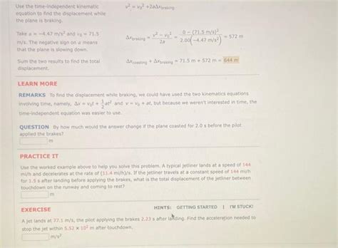 Solved Use The Time Independent Kinematic Equation To Find
