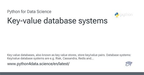 Key Value Database Systems Python For Data Science 2430