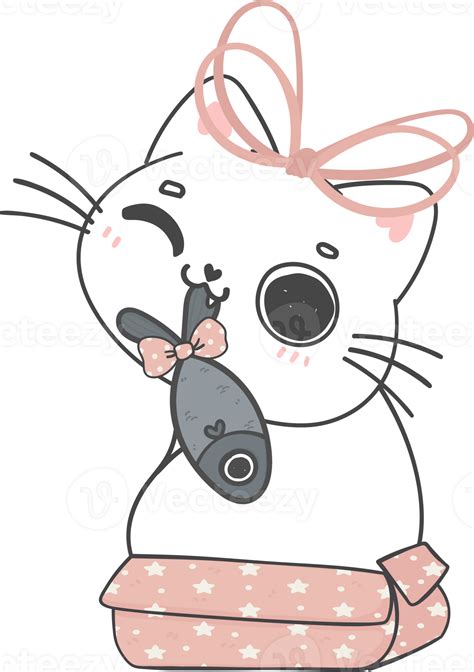 Cute Christmas Naughty Kitten Cat Breeds With Gift Present Box Cartoon Doodle Hand Drawing