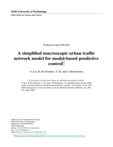a simplified macroscopic urban traffic network model for model