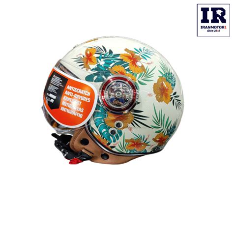 خرید و قیمت کلاه کاسکت وسپایی Beon بیون کرمی طرح گل نارنجی ترب