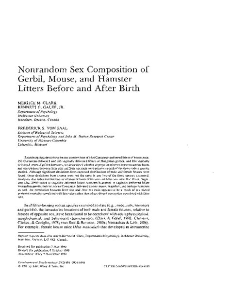 Pdf Nonrandom Position Of Gerbil Mouse And Hamster Litters Before And After Birth