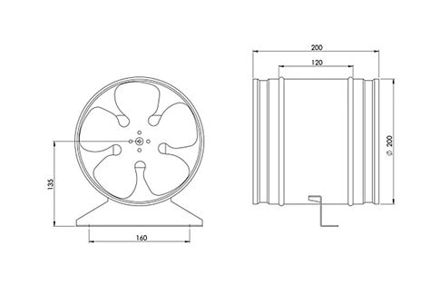 Metal Inline Extractor Fan 200mm 8 With Fitting Bracket Duct