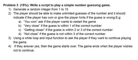 Solved Problem 3 15 Write A Script To Play A Simple