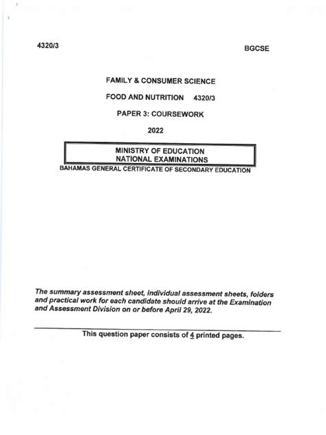 2022 Food And Nutrition Coursework Bgcse Pdf