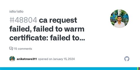 Ca Request Failed Failed To Warm Certificate Failed To Generate Workload Certificate · Issue