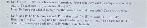solved 6 let t rn→rm be a linear transformation prove that