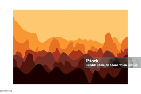 풍경 산 벡터 일러스트 레이 션 의 파노라마 실루엣 모래 모래 언덕 해변 사막 추상 템플릿 베이지 색상의 물결 모양 선의 로고 패턴 로고 템플릿 아이콘 배지 픽토그램 기호