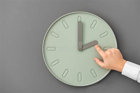 Man Pointing On Clock Against Gray Background Time Management Concept Stock Photo Image Of