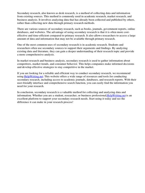 Secondary Research Methodology Pdf Methodology Data