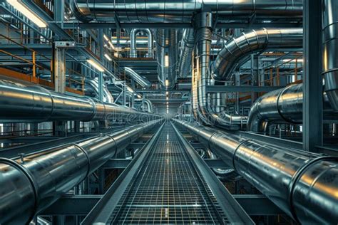 Detailed High Quality View Of Pipeline And Support Structure In