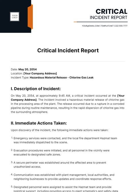 Free Critical Incident Report Template To Edit Online
