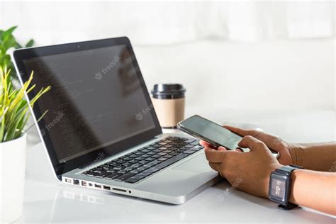 Premium Photo Programmer Woman Looking Mobile Phone Program Code At