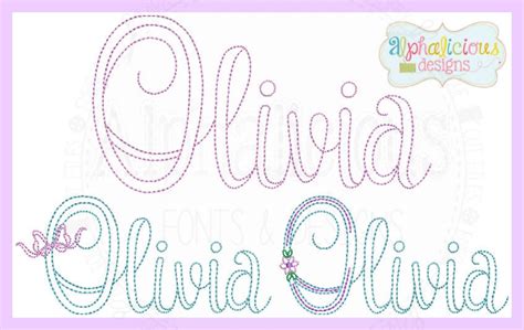 Vintage Olivia Embroidery Font Cursive Floss Embroidery Font