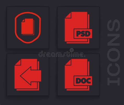 Set Doc File Document Document Protection Concept Psd File Document And Next Page Arrow Icon
