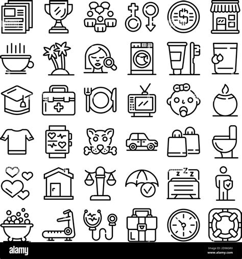 Human Needs Icons Set Outline Set Of Human Needs Vector Icons For Web