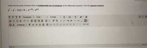 solved verify that the given functions form a fundamental