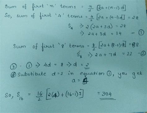 The Sum Of The First Four Terms Of An Ap Is 28 And Sum Of The First