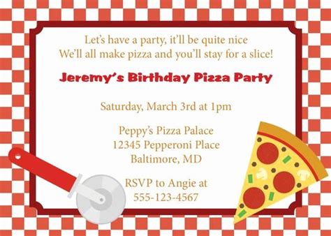 Pizza Party Invitation Wording Unique Pizza Party Invitation Invite Diy