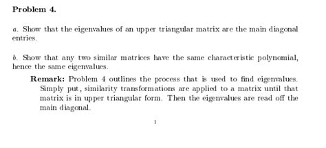 show that the eigenvalues of an upper triangular