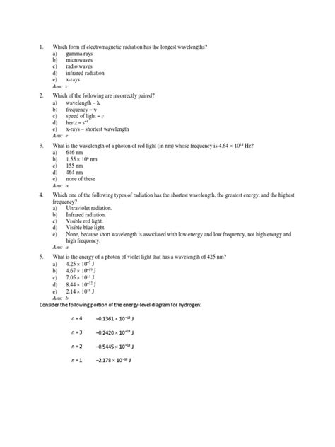 Atomic Structure Review Pdf Atomic Orbital Electromagnetic Spectrum
