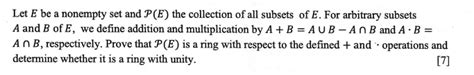 solved let e ﻿be a nonempty set and p e ﻿the collection of