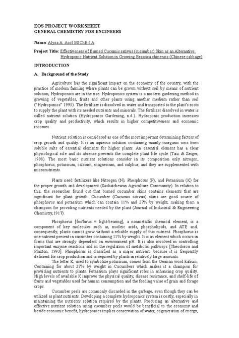 Eos Project Worksheet Class Activity Eos Project Worksheet General Chemistry For Engineers