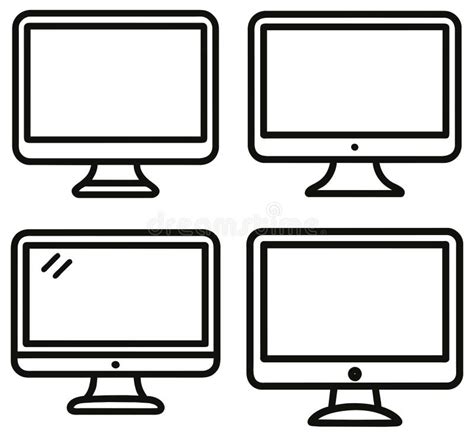 Flat Vector Computer Monitor Internet Design Black And White Stock