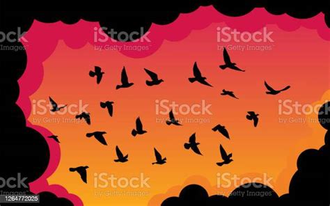 Flying Birds Silhouettes On White Background Vector Illustration