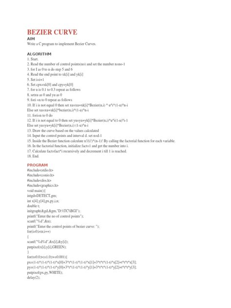Bezier Curve Program Pdf Teaching Methods And Materials