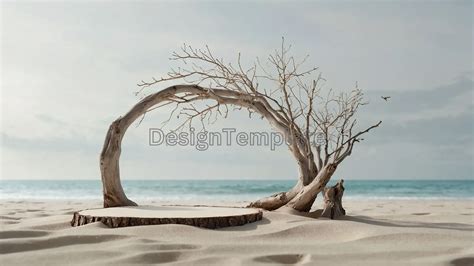 Natural Arch Tree Frame Serene Beach View Images