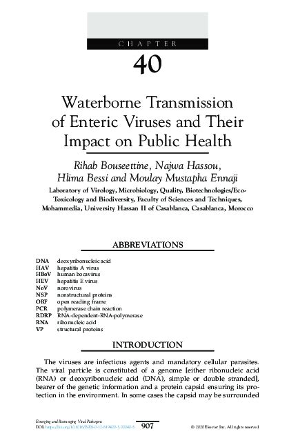 Pdf Waterborne Transmission Of Enteric Viruses And Their Impact On Public Health
