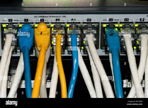 Ethernet Network Switch With Ethernet Cables Stock Photo Alamy