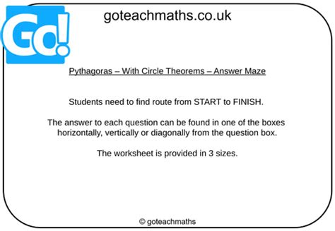 Pythagoras With Circle Theorems Answer Maze Teaching Resources