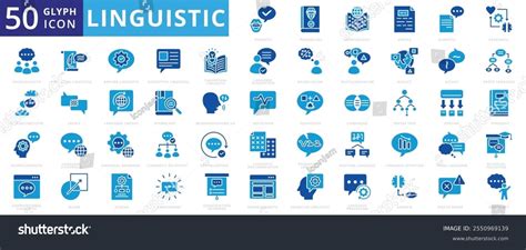 Linguistic Icon Set Language Phonetic Phonology Stock Vector Royalty