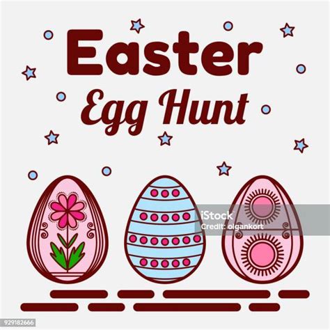 부활절 달걀 사냥 테마입니다 3 컬러 계란의 평면 아이콘입니다 인사말 카드 초대장 배너 사용할 수 있습니다 벡터 일러스트 레이 션 0명에 대한 스톡 벡터 아트 및 기타