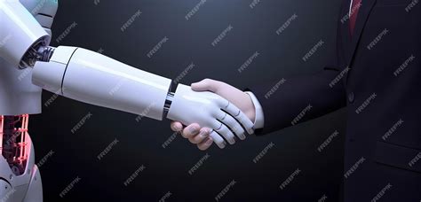 Premium Ai Image Robot And Businessman In Handshake Concept Of Human Robot Relationships Ai