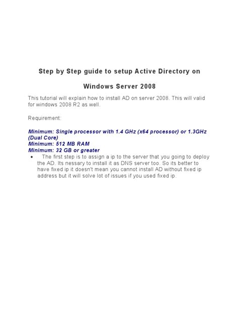 step by step guide to setup active directory on windows server 2008