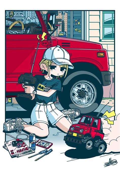 Original Red Bull Suzuki Company Highres Vehicle Request 1girl