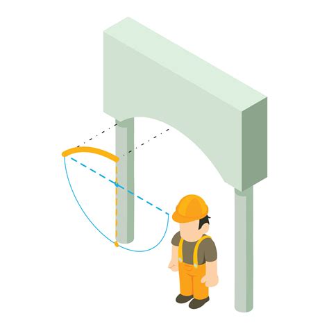Engineering Work Icon Isometric Vector Engineer Man Near Model Of Arch