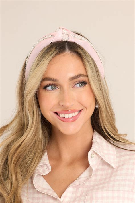 Light Pink Rhinestone And Pearl Headband All Accessories Red Dress