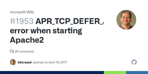 apr tcp defer accept error when starting apache2 · issue 1953 · microsoft wsl · github