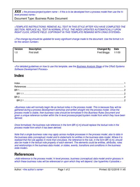 Business Rules Document Template Conceptual Model Data Model